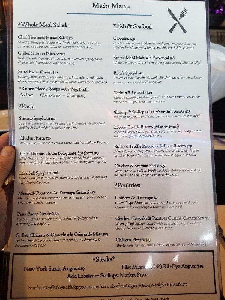 Menu at L'Apéritif Bistro restaurant, Fresno
