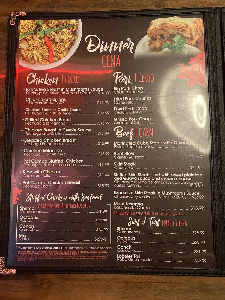 Menu at Pal Campo Restaurant Tampa, Tampa