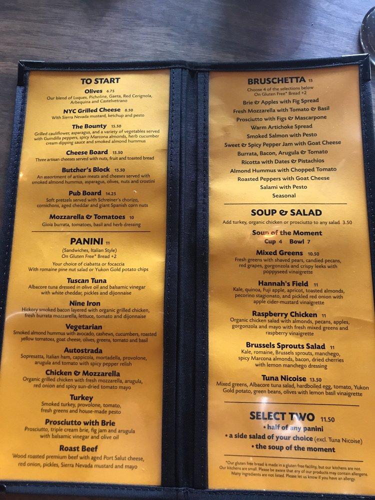 Menu at Postino East pub & bar, Gilbert