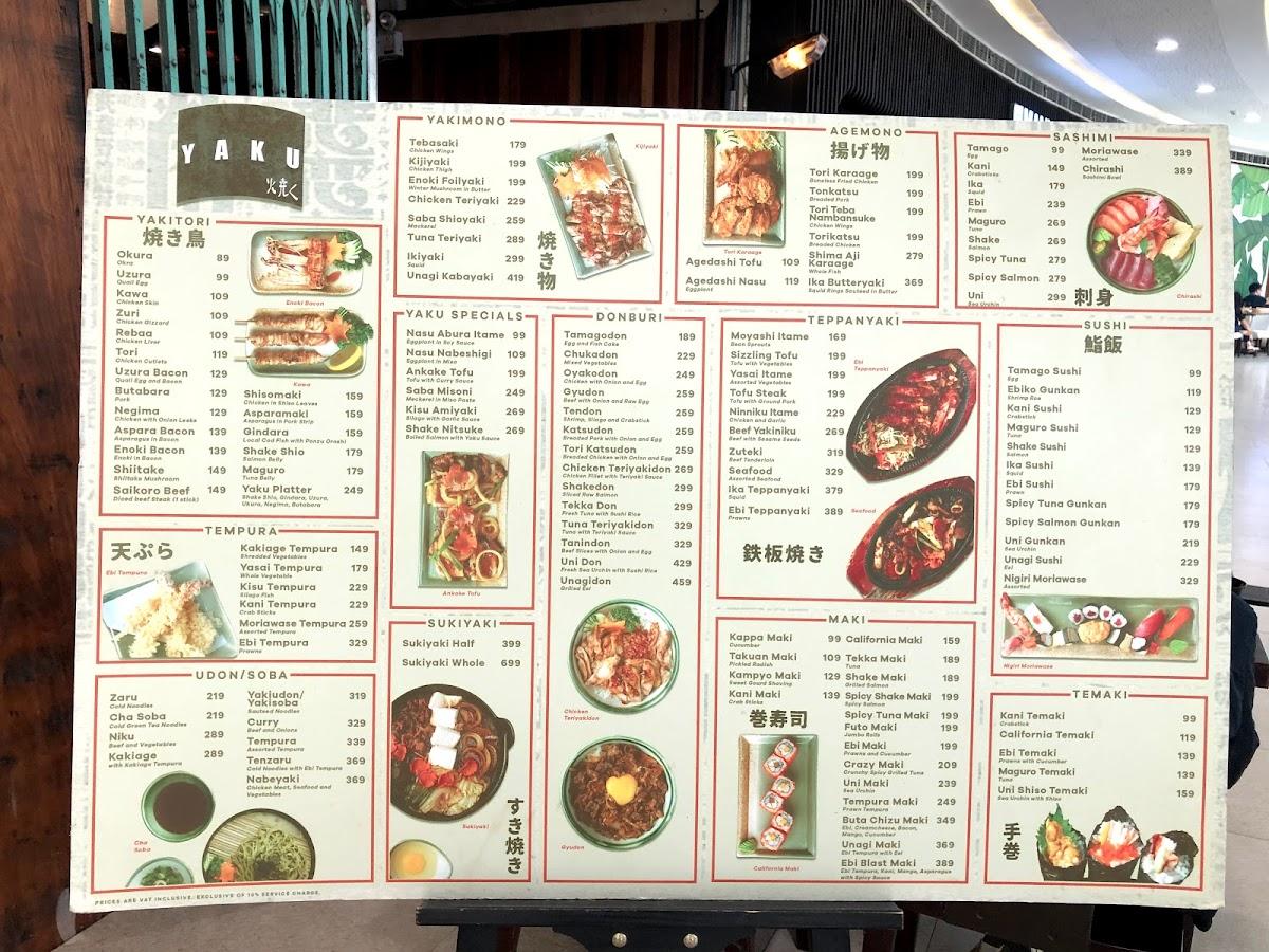 Menu at Yaku Japanese Grill restaurant, Mandaluyong, 5th Level The Podium