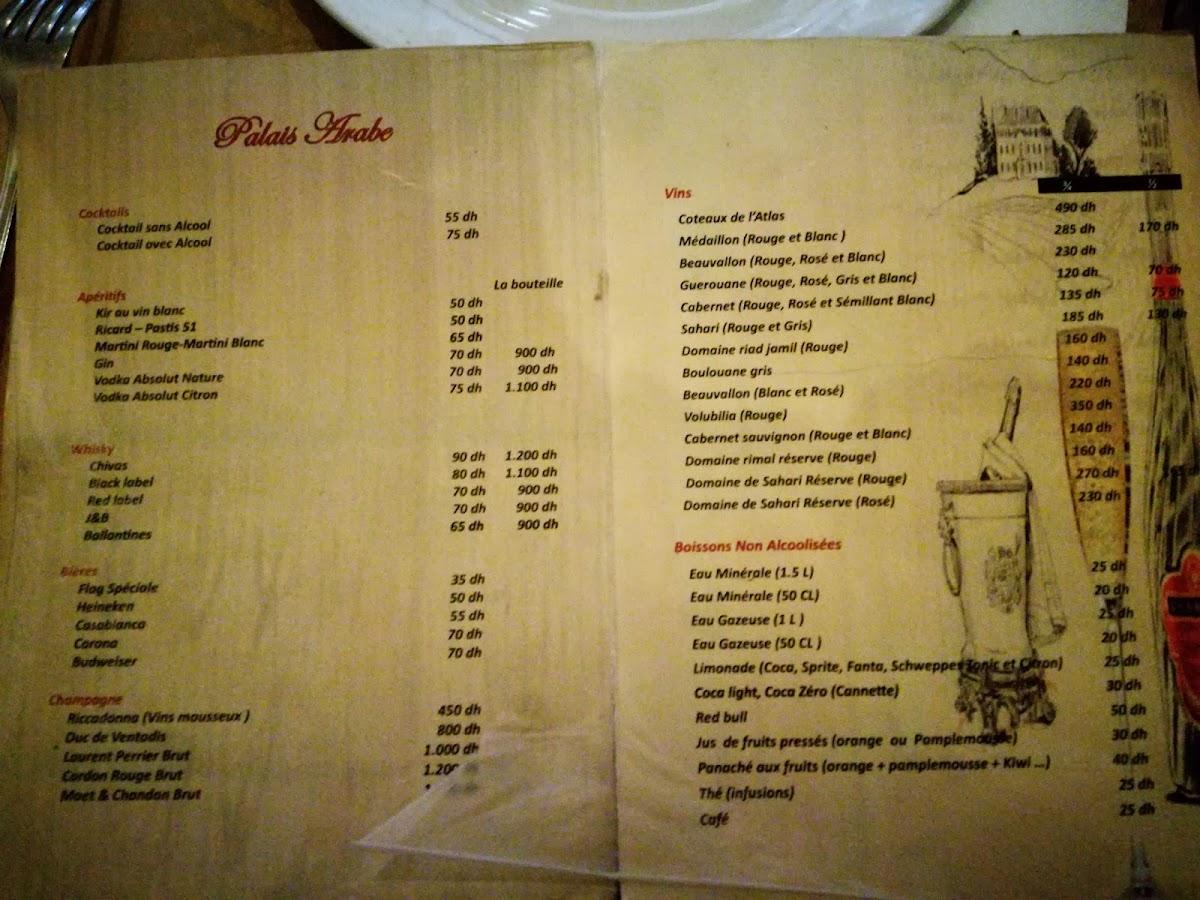 Menu au Restaurant Al Baraka, Marrakech, 1