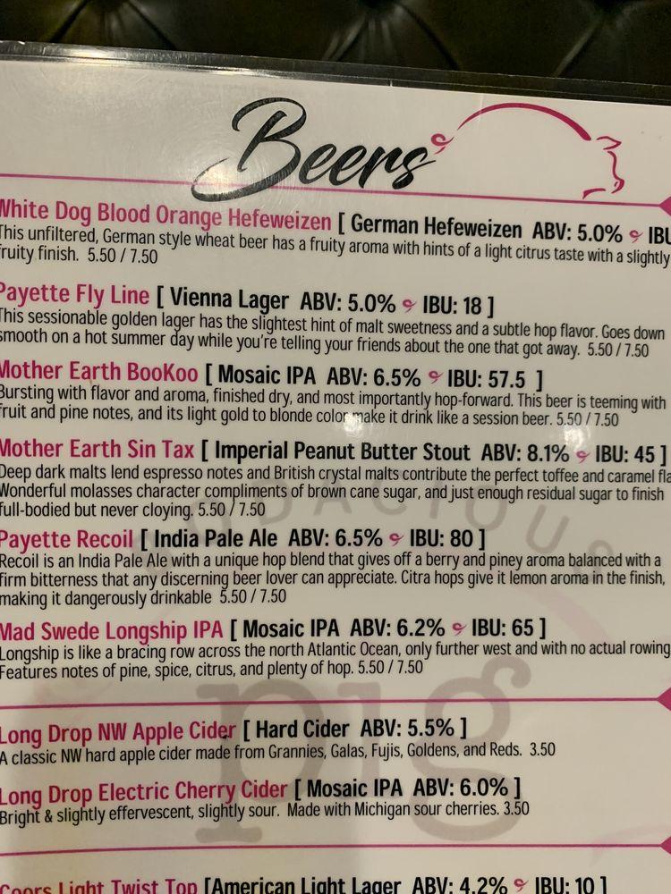 Menu at Bodacious Pig Barbecue, Eagle