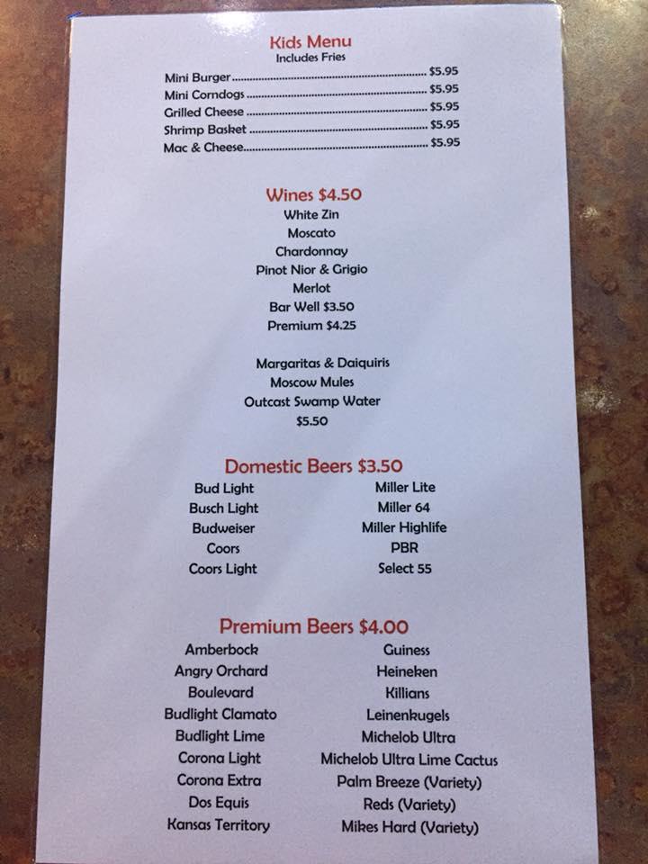 Menu at Outcast Bar & Grill, Republican City