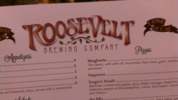 Menu at Roosevelt Brewing Company pizzeria, Portales