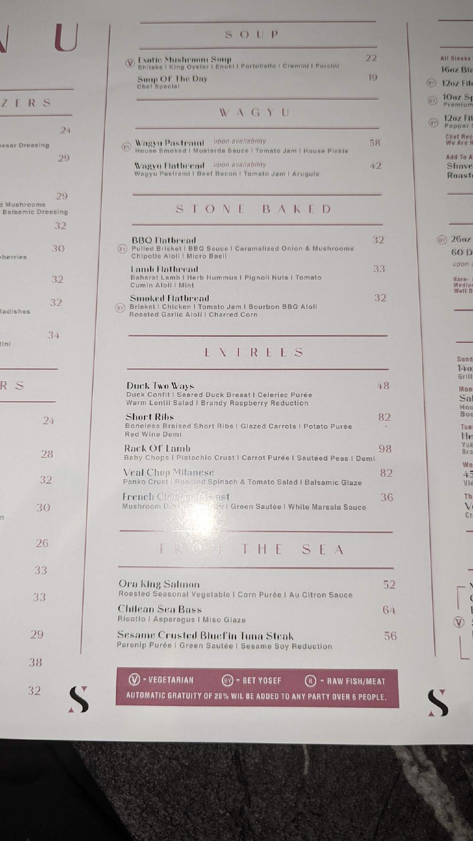 Menu at Salt Steakhouse, Long Branch