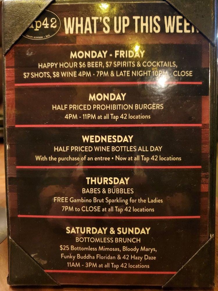 Menu at Tap 42 Craft Kitchen & Bar - Coral Gables, Coral Gables, 301 ...