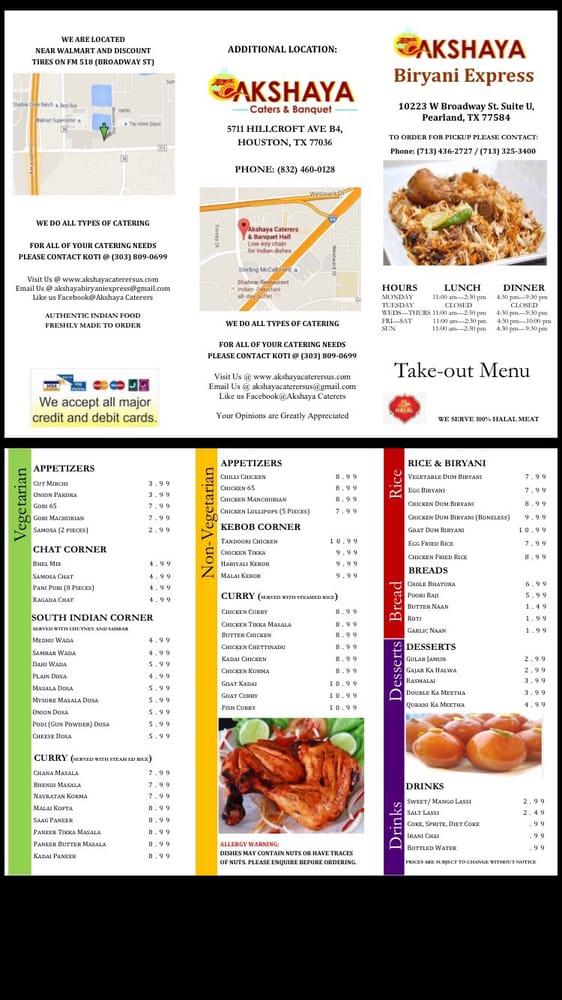 Menu at Biryani Express restaurant, Pearland, Broadway St U