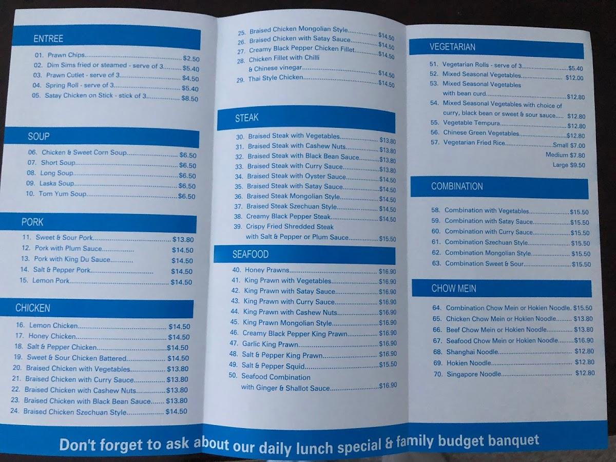 Menu at Johnny Wishbone fast food, Strathalbyn