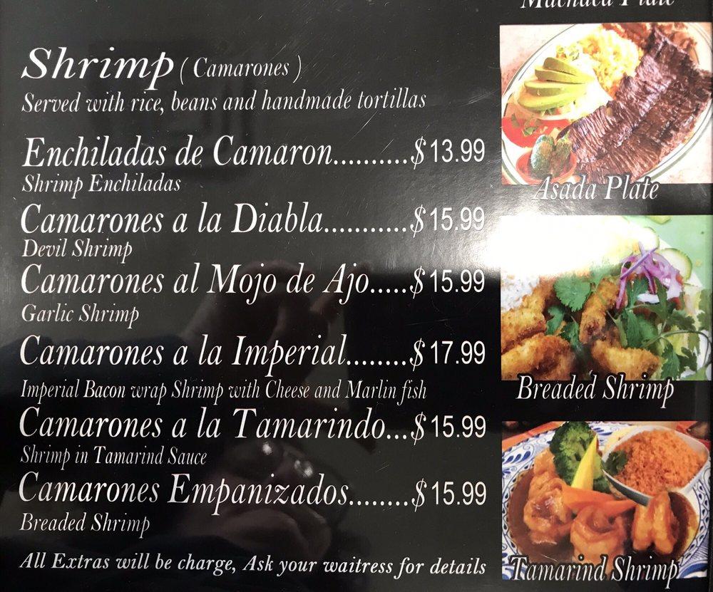 Menu at Mariscos Del Pacifico restaurant, Riverside