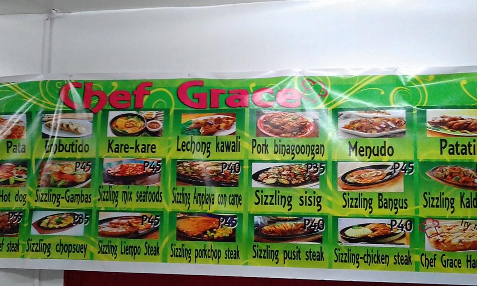 Menu at Chef Grace restaurant, Lucena