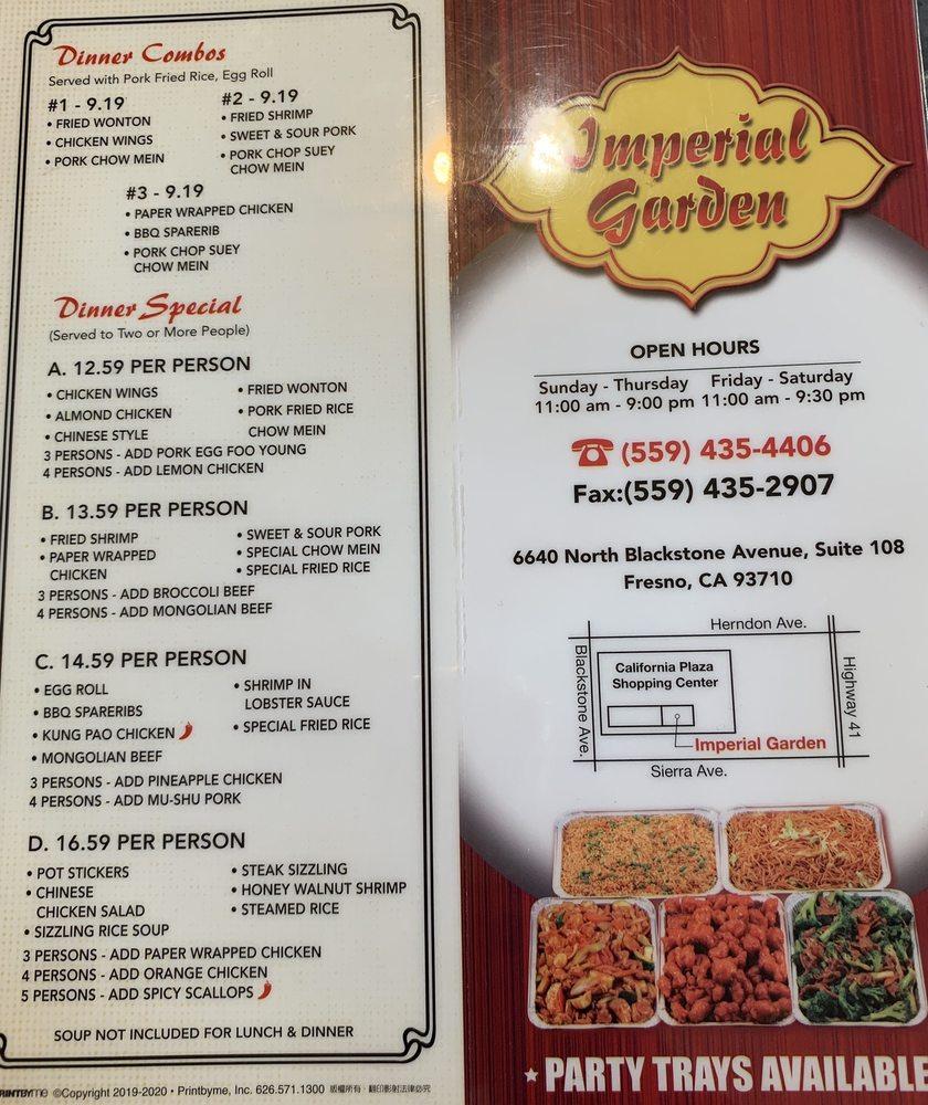 Imperial Garden Restaurant Fresno Menu