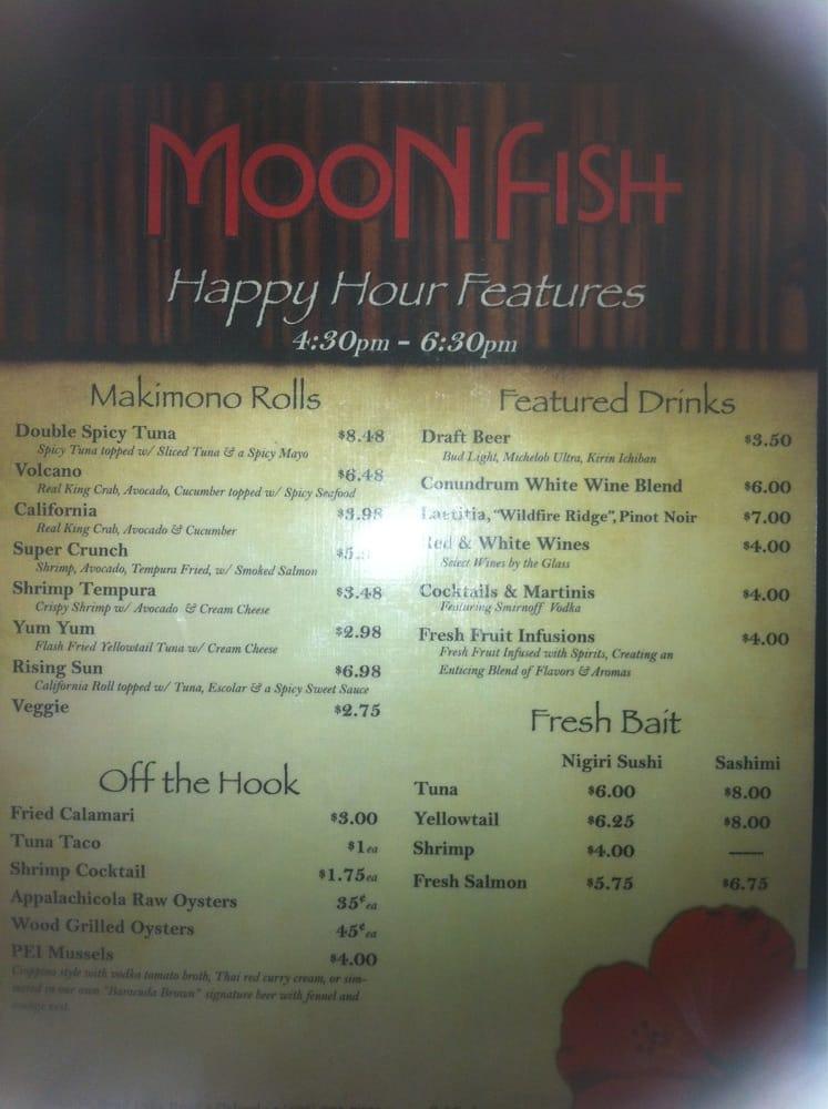 Menu at MoonFish restaurant, Orlando