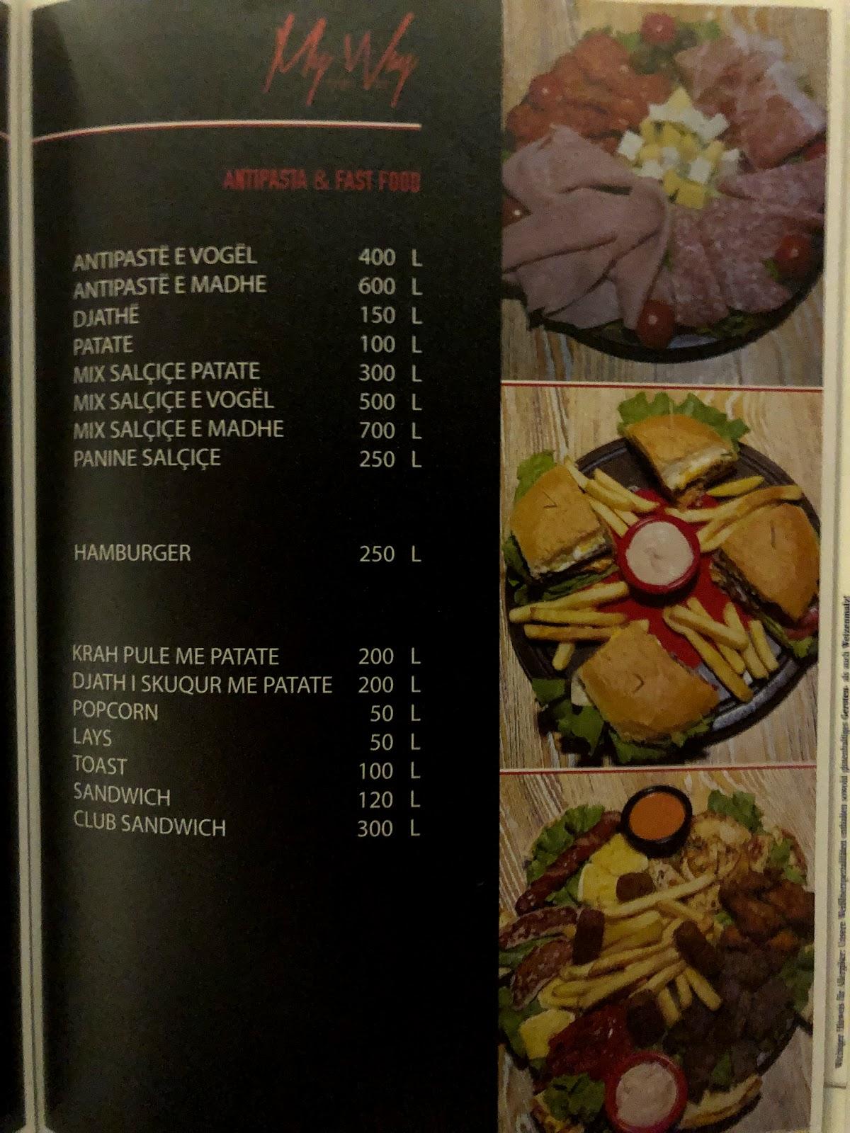 Speisekarte von My Way Lounge Bar, Durrës