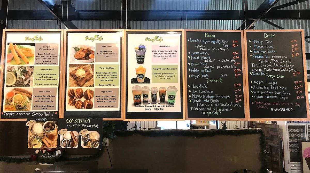 Menu at Pinoy Cafe, Cedar Rapids