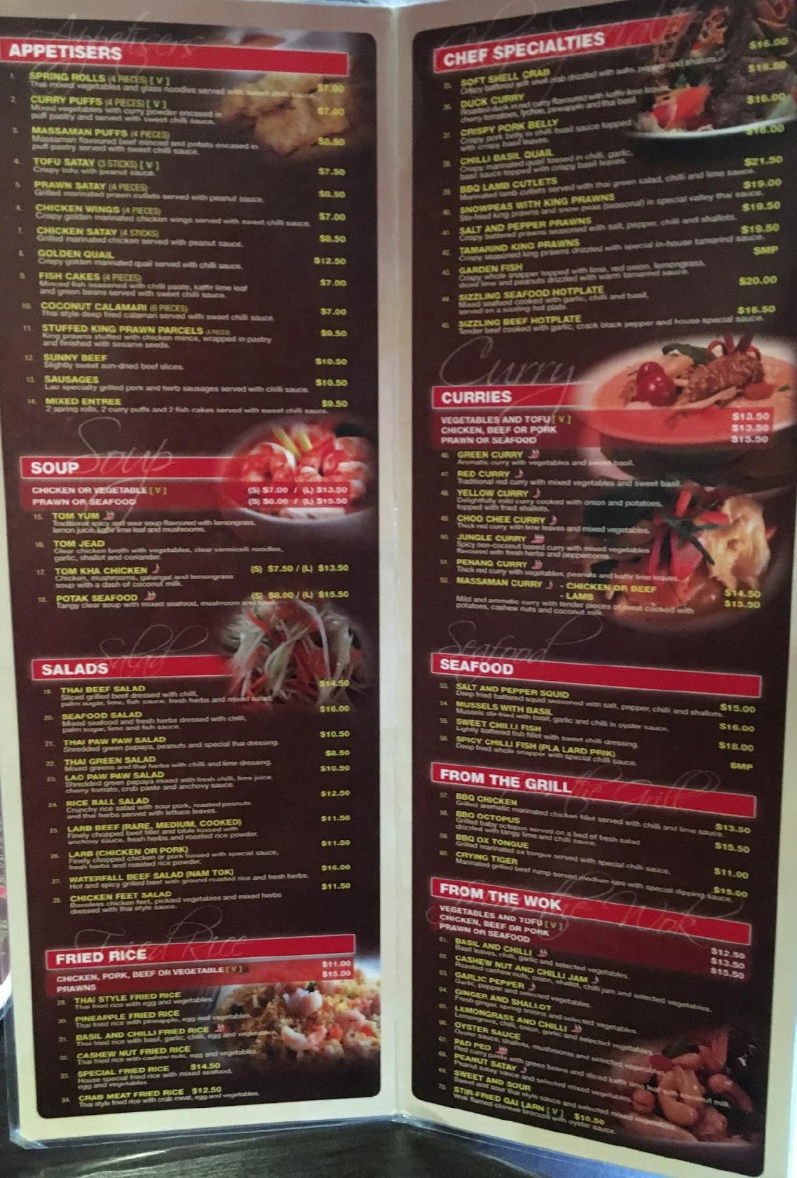 Menu at Valley Thai Restaurant, Green Valley, 19a/187 Wilson Rd