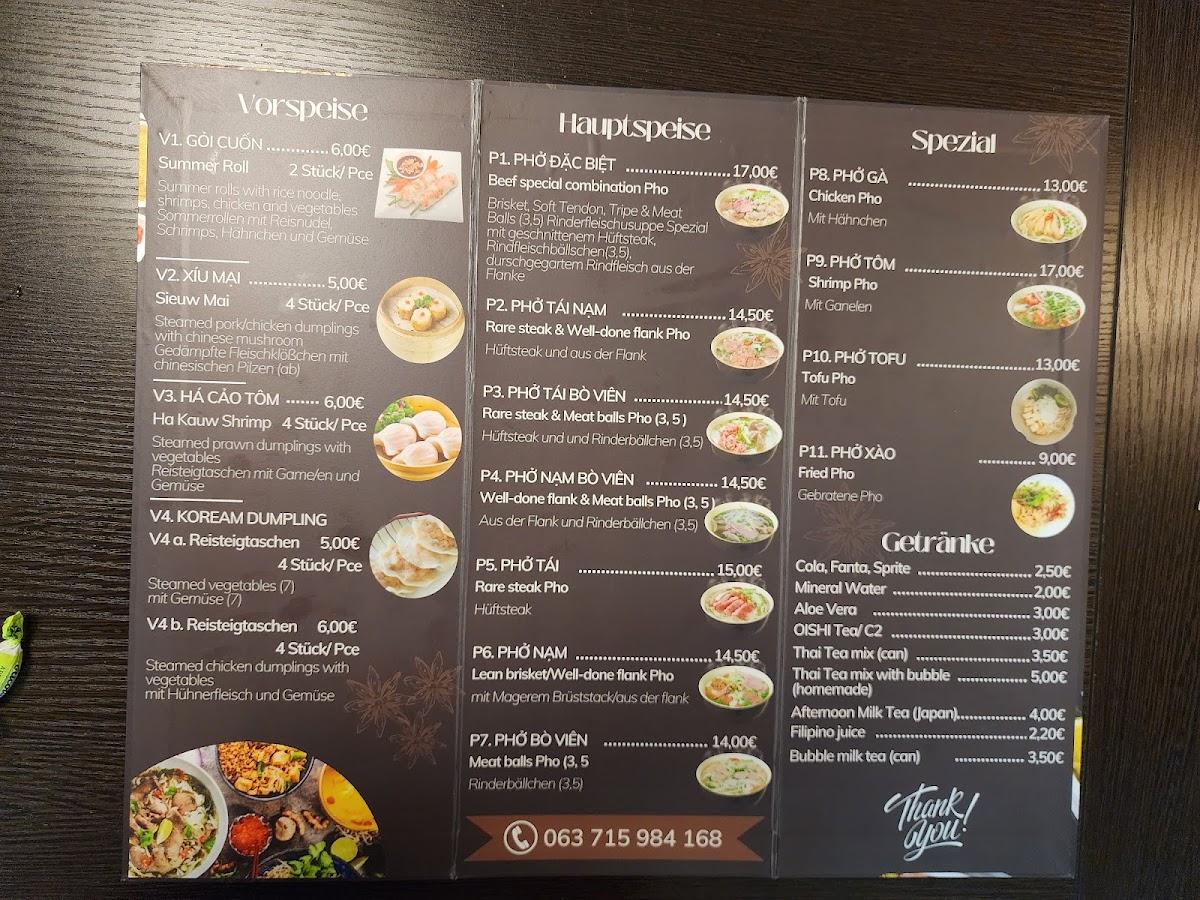 Speisekarte von Pho House restaurant, Ramstein-Miesenbach