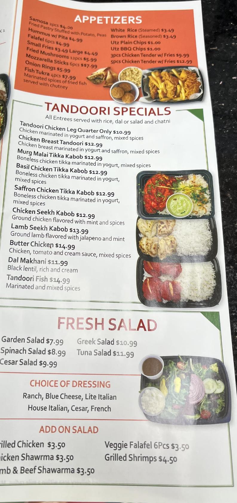 Menu at DC Halal Shawarma restaurant, Washington, Wisconsin Ave