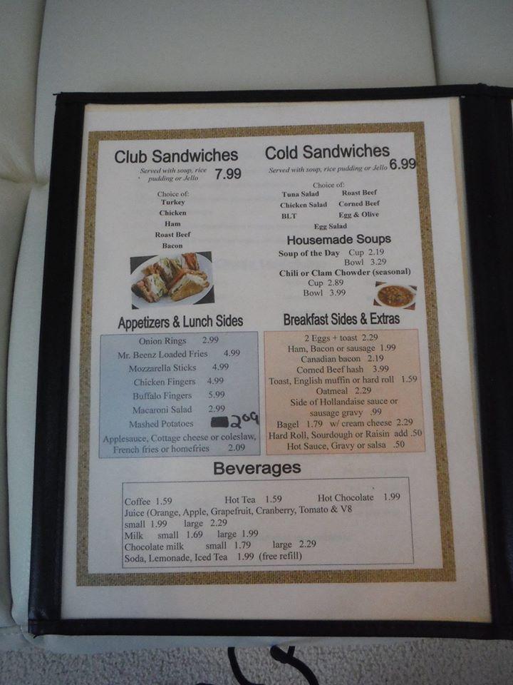 Menu at Mr. Beenz Diner restaurant, Rochester