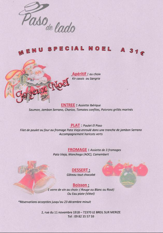 Menu au PASO DE LADO pub et bar, Le Breil-sur-Mérize