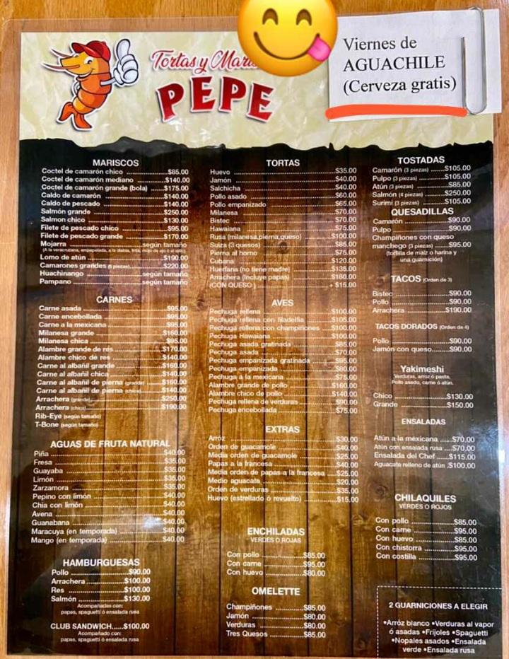Carta del restaurante Restarurante PEPE, Ciudad del México