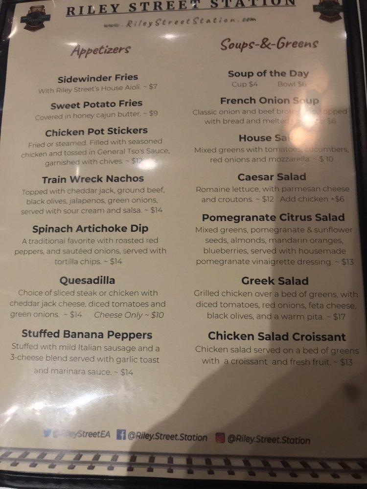 Menu at Riley Street Station pub & bar, East Aurora
