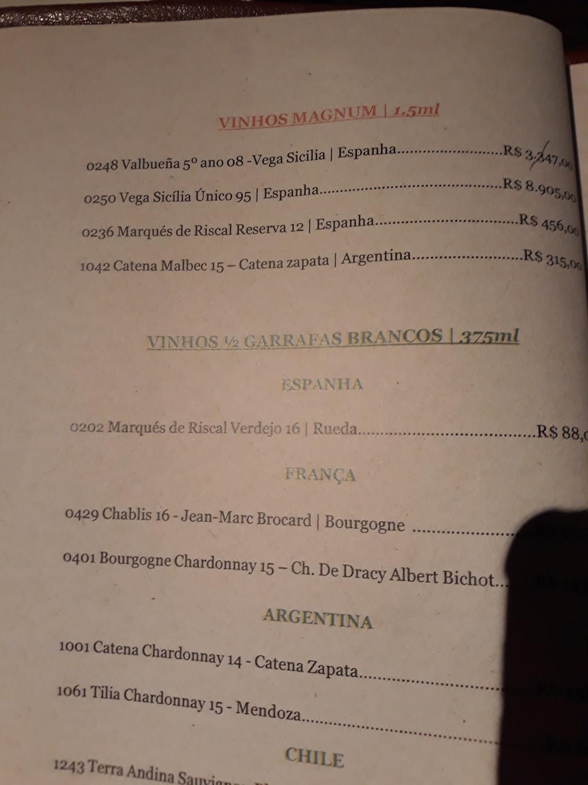 Menu em Rubaiyat Faria Lima churrascaria, São Paulo