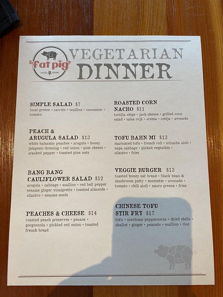 Menu at The Fat Pig pub & bar, Sandpoint