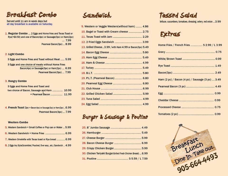 Menu at Country Court Café, Hamilton