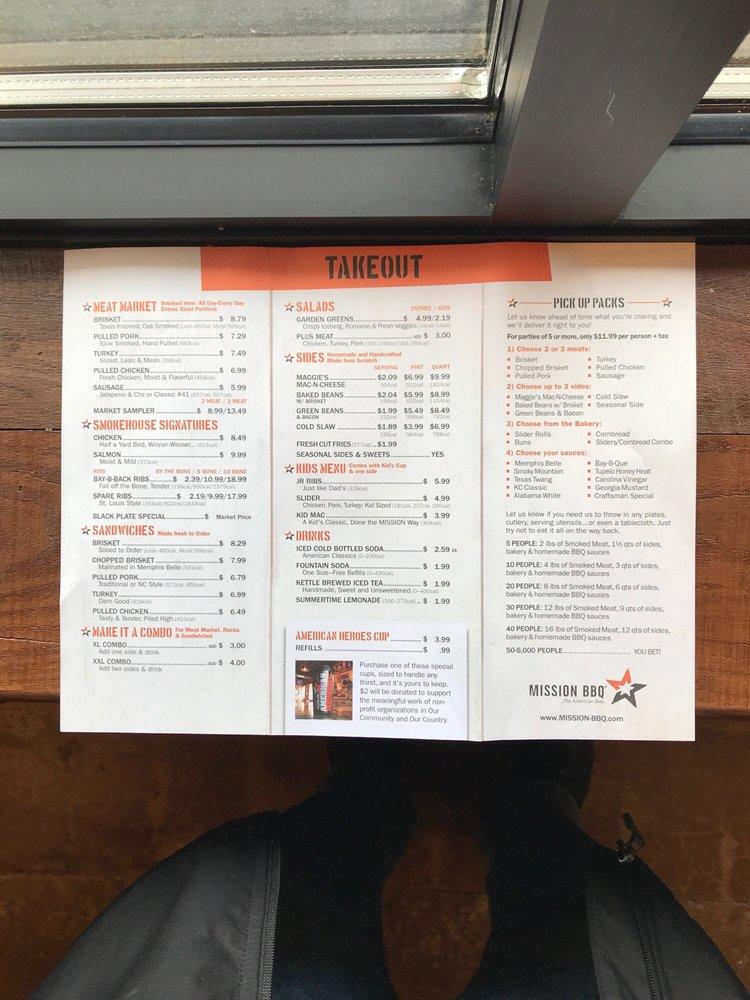 Menu at MISSION BBQ, Novi