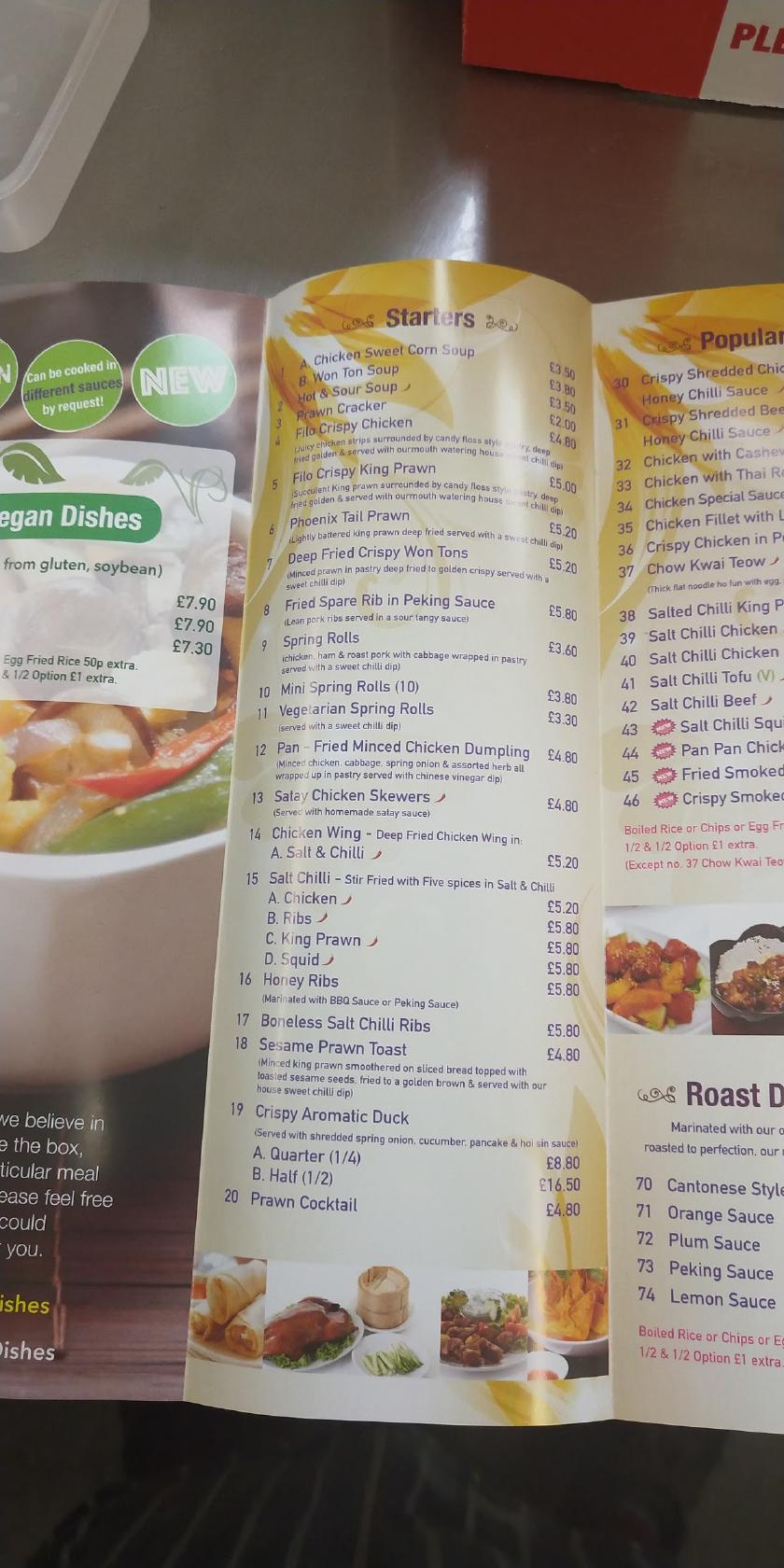 Menu at Master Chef restaurant, Belfast, 44 Gilnahirk Rd