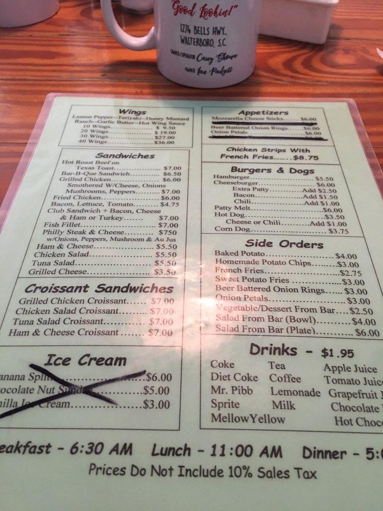 Menu at Olde House Cafe, Walterboro