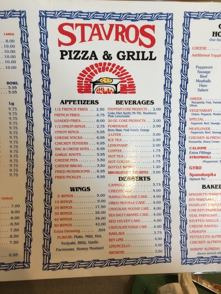 Menu at Stavros Pizza and Grill pizzeria, Orange City
