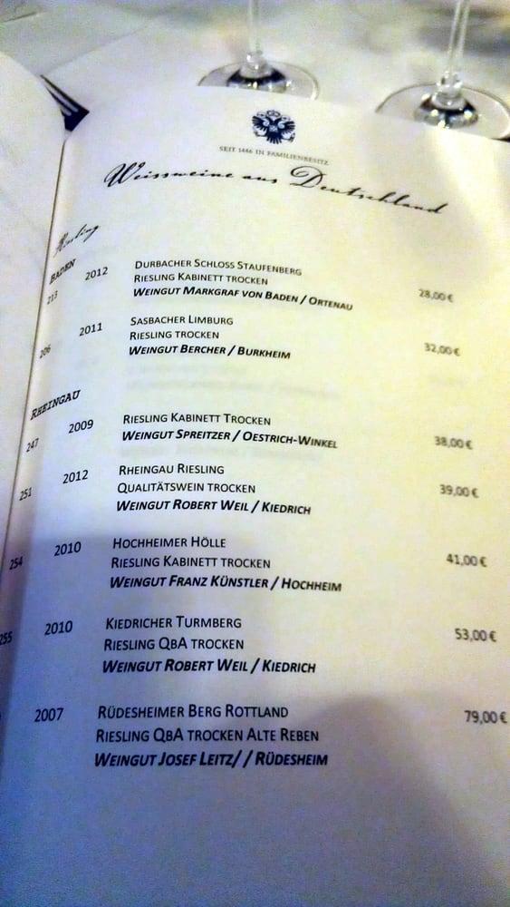 Menu au Restaurant Marie Antoinette im Parkhotel Adler, Hinterzarten
