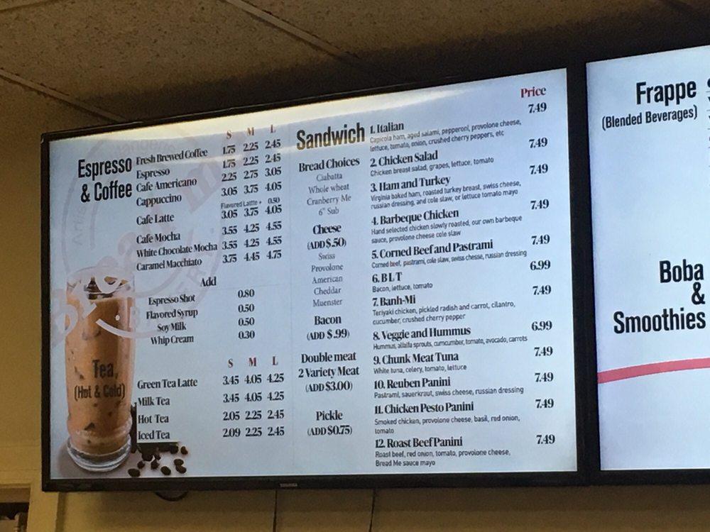 Menu at Bread Me restaurant, Quantico