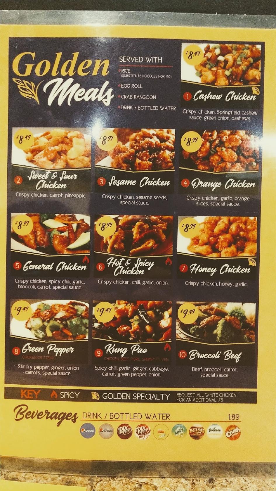 Menu at Golden Cuisine restaurant, Springfield