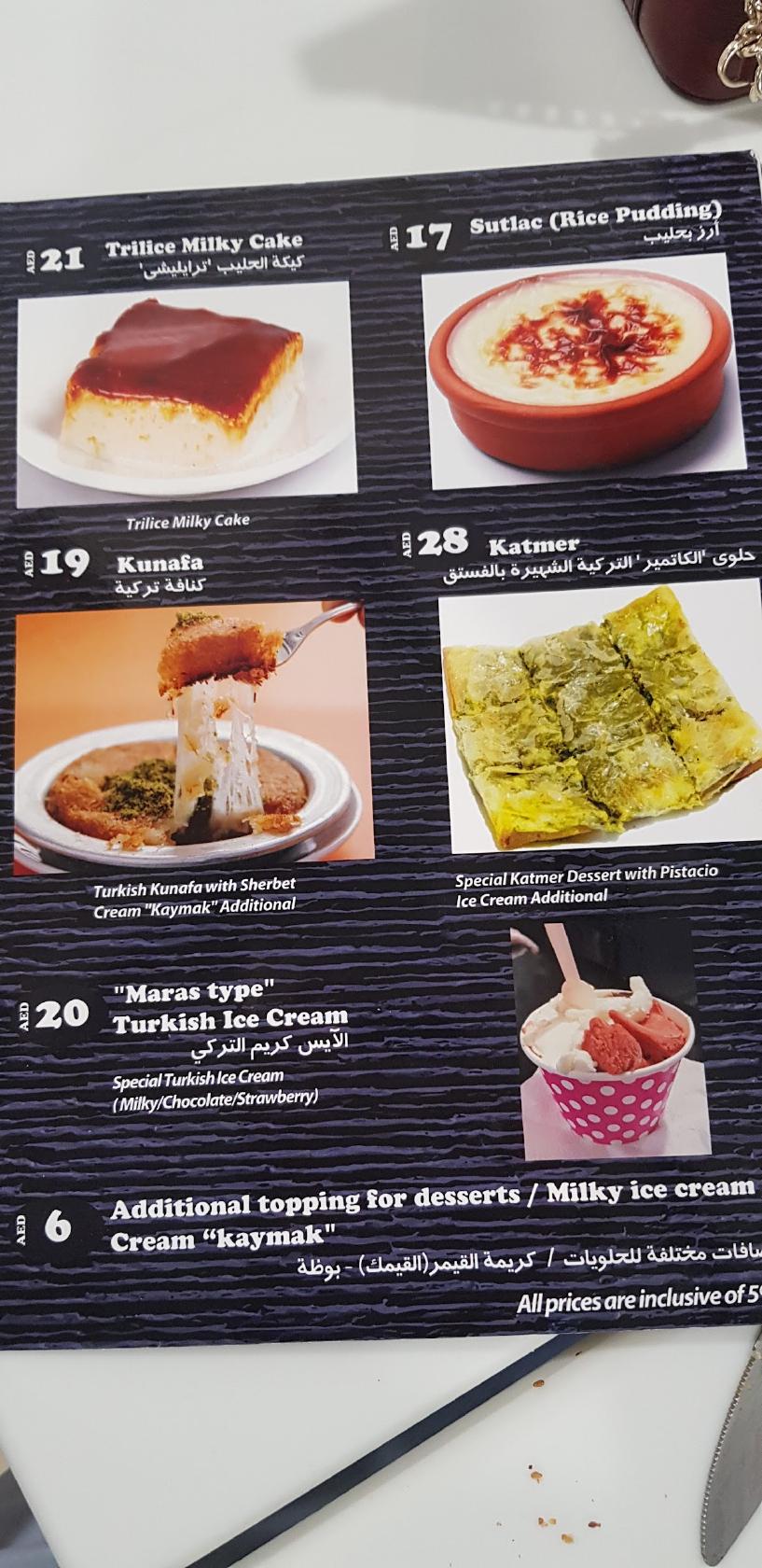 Menu at Gran Bazaar جراند بازار restaurant, Dubai