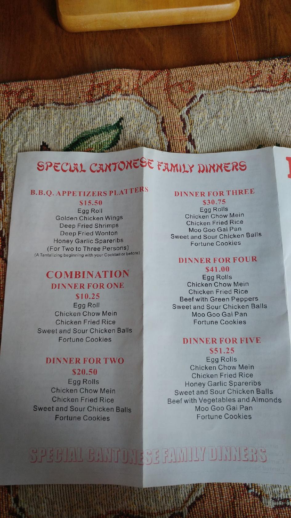 Menu au Maple Restaurant, Elliot Lake