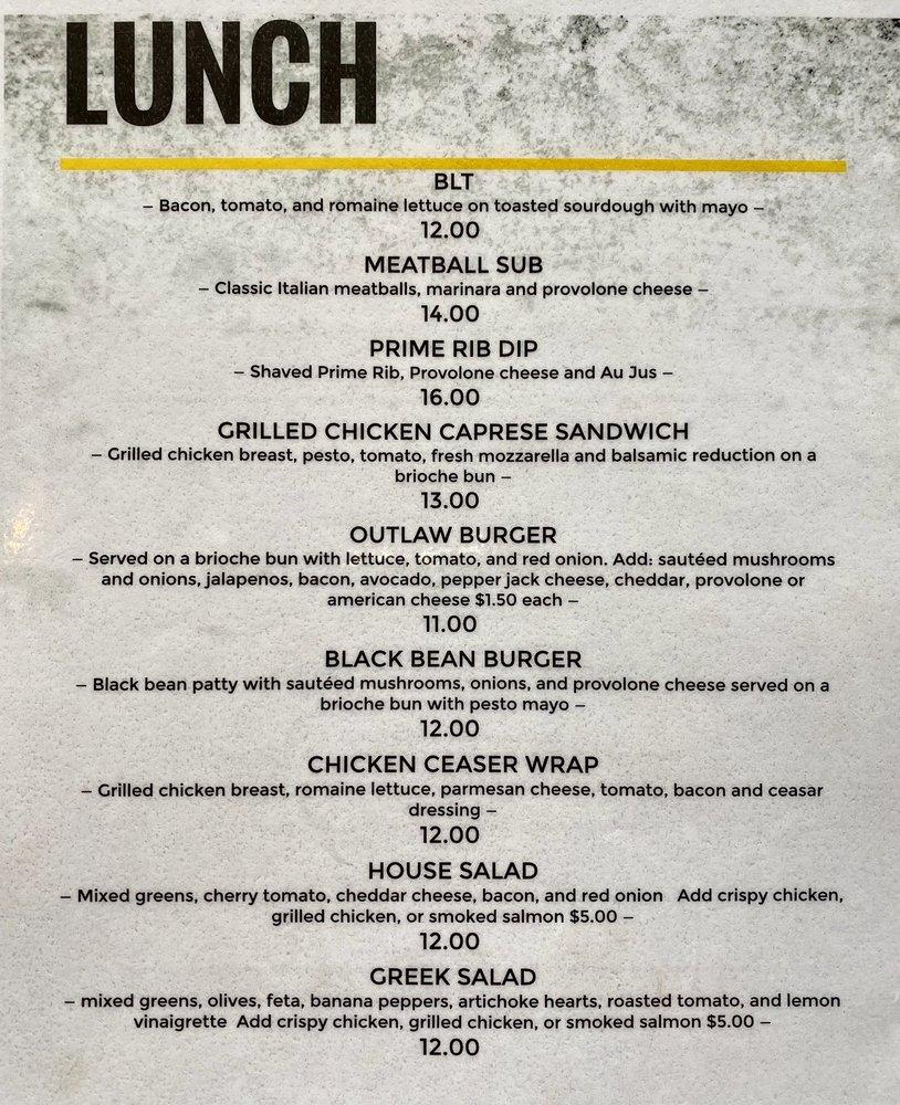 Menu at Outlaw Restaurant, Ouray