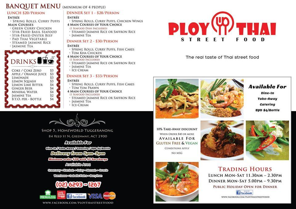 Menu at Ploy Thai Street Food restaurant, Greenway