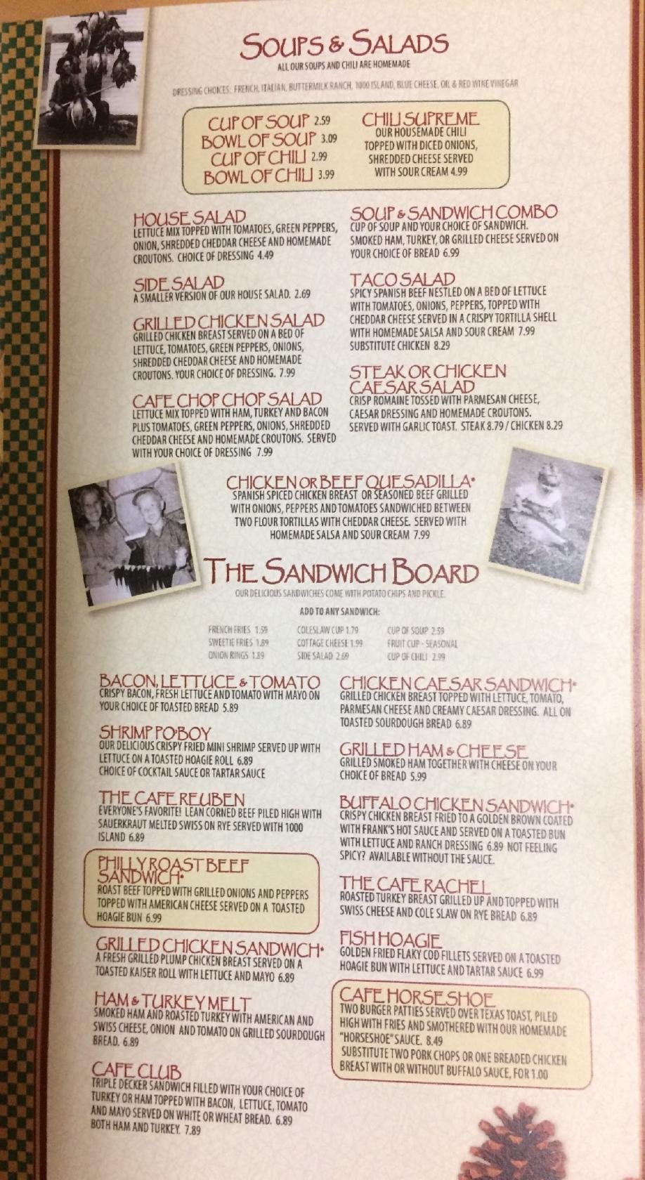 Menu at The Birchwood Cafe, Birchwood
