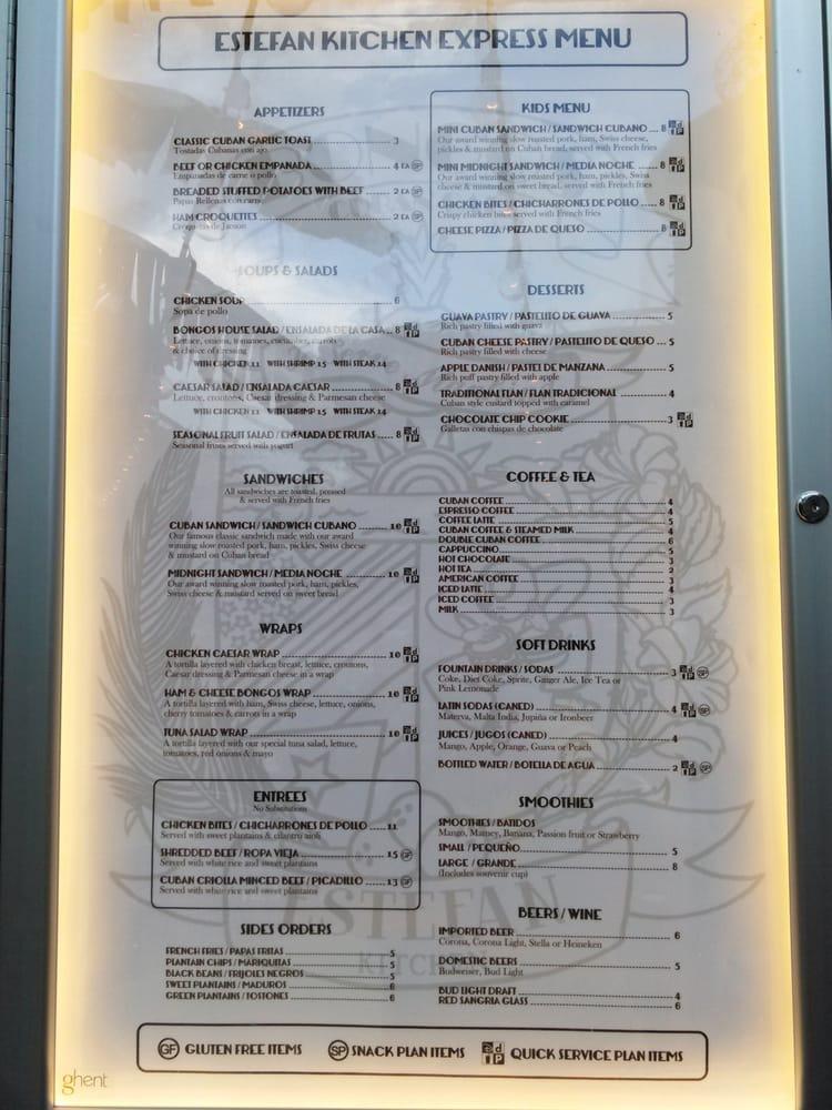 Menu at Bongo's Cuban Cafe, Lake Buena Vista, Buena Vista Dr