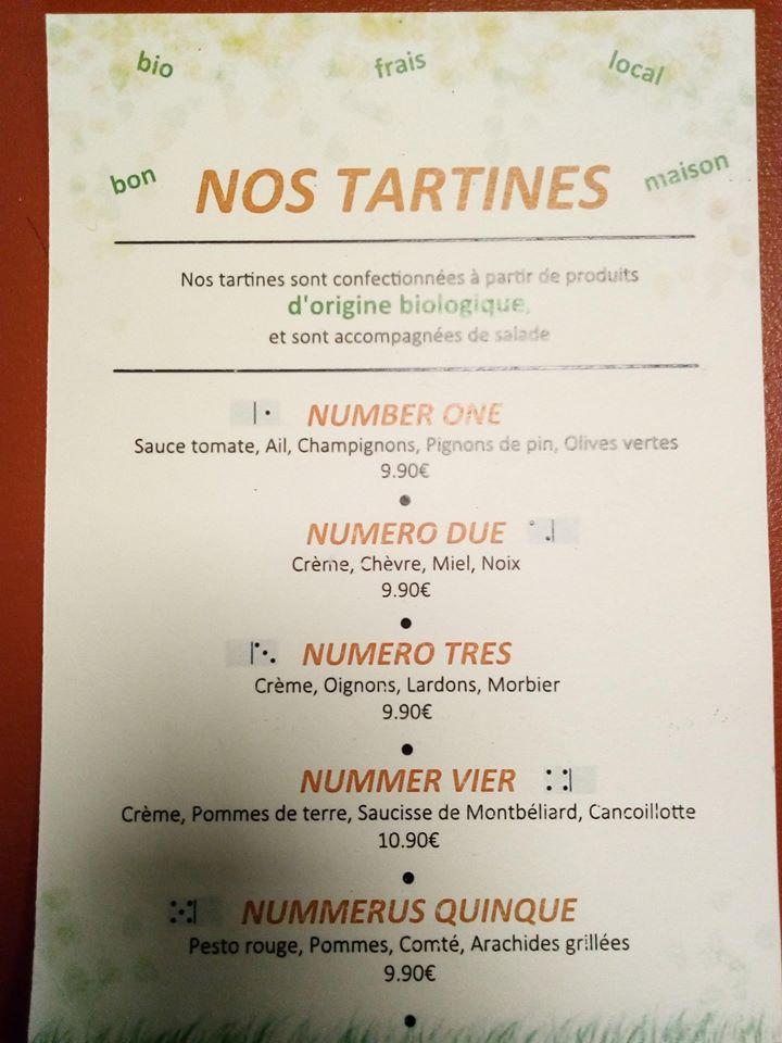 Menu au Chez Marcus restaurant, Montbéliard