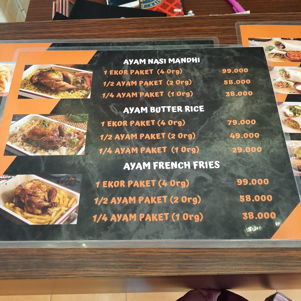 Menu at Emado's Shawarma Semarang restaurant, Semarang