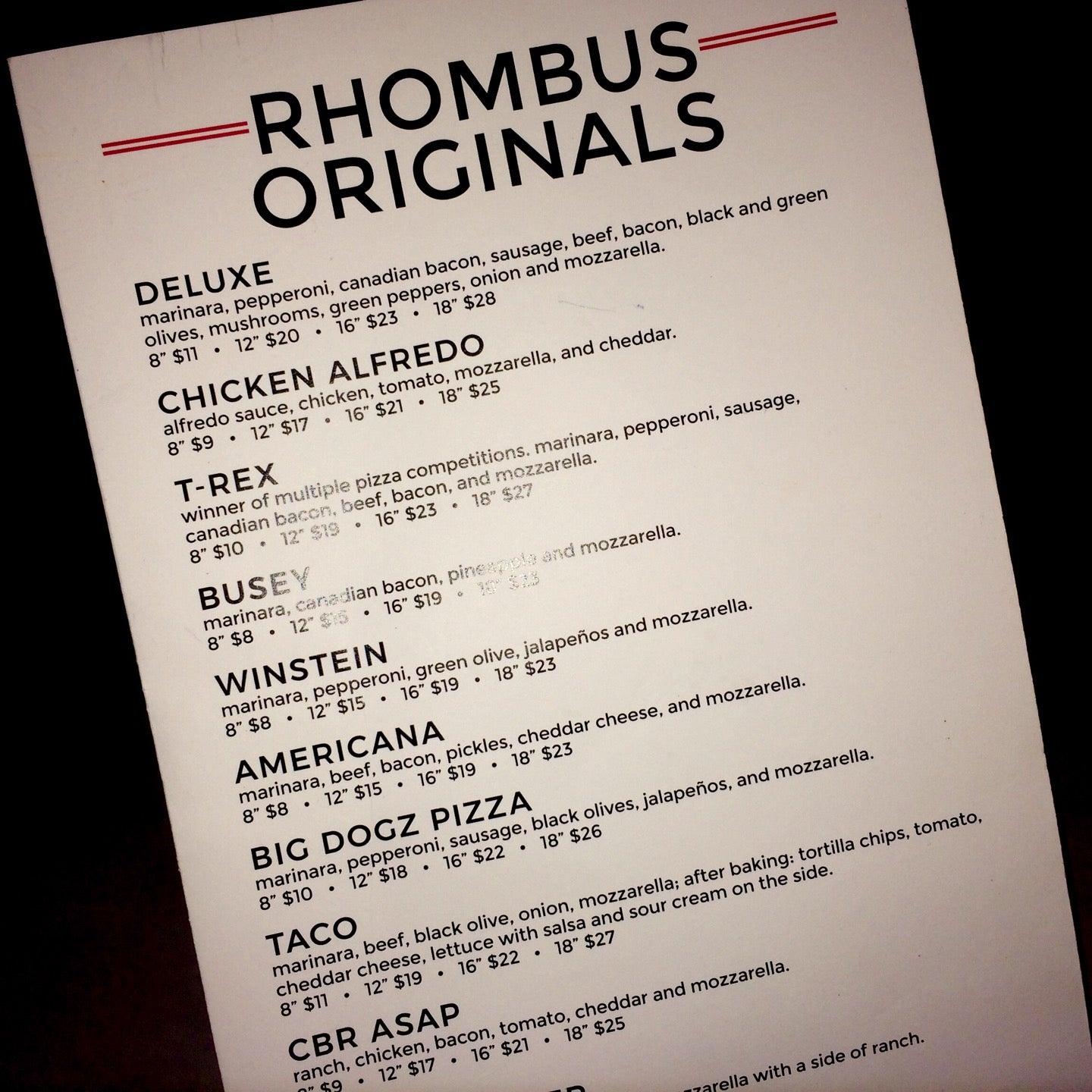 Menu at Rhombus Guys pizzeria, Grand Forks, 312 Kittson Ave