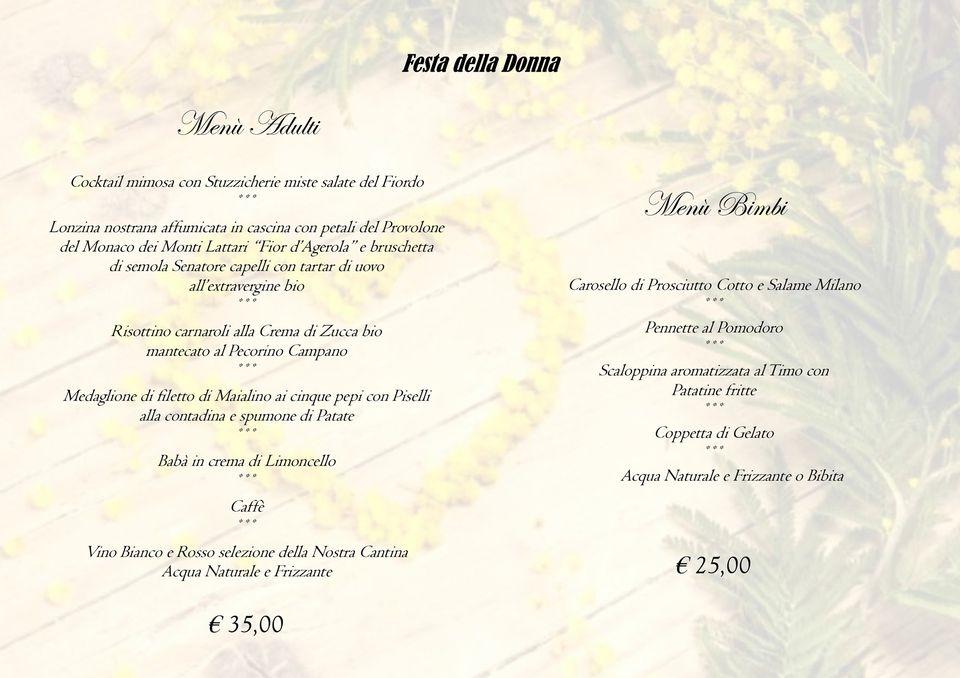 Menu da Ristorante Il Fiordo, Lomazzo, Via del Seprio