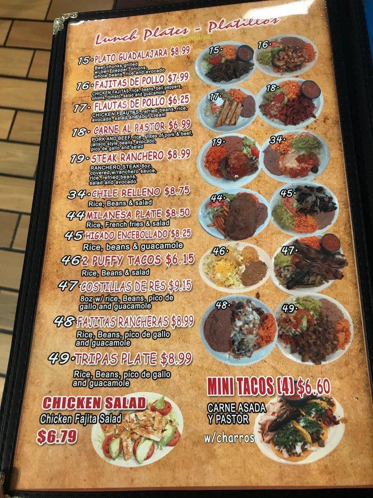 Menu at Taqueria Los Dos Laredos restaurant, San Antonio, S Hackberry