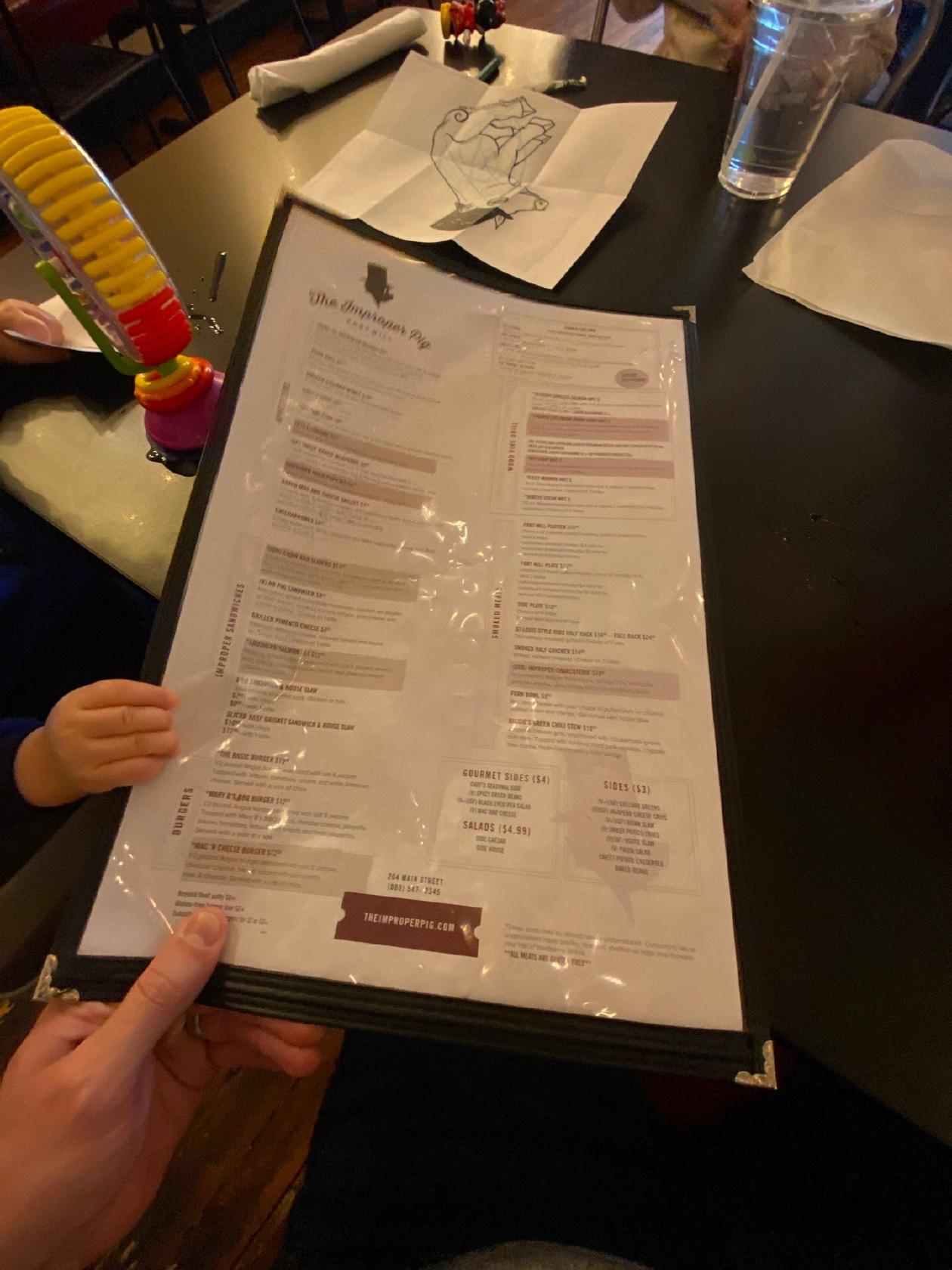 Menu at The Improper Pig @ Fort Mill BBQ, Fort Mill