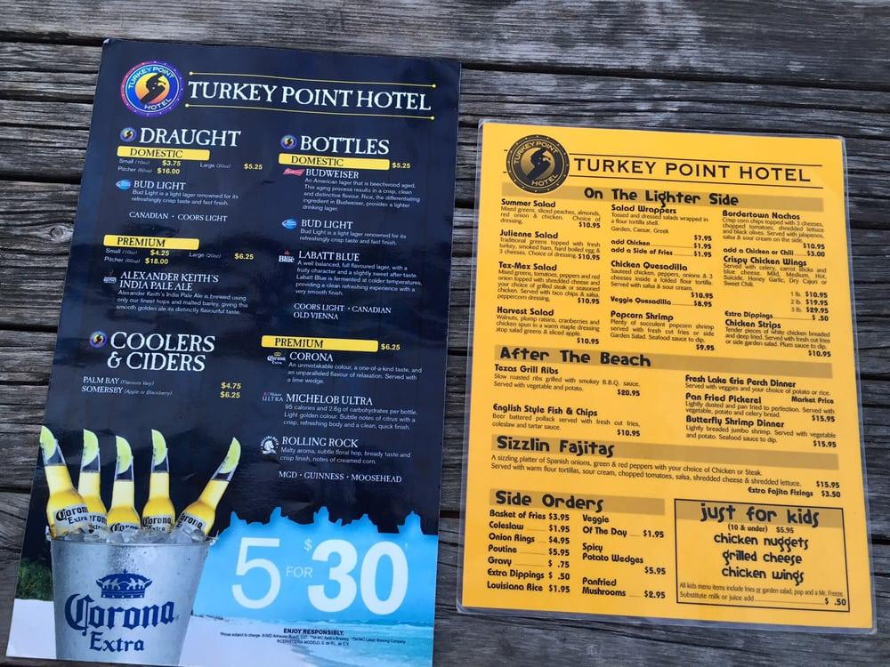 Menu at Turkey Point Hotel pub & bar, Turkey Point