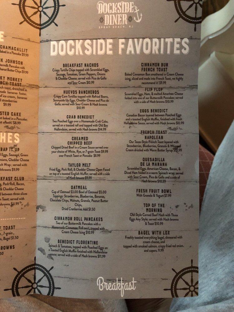 Menu at Dockside Diner cafe, Long Beach Township