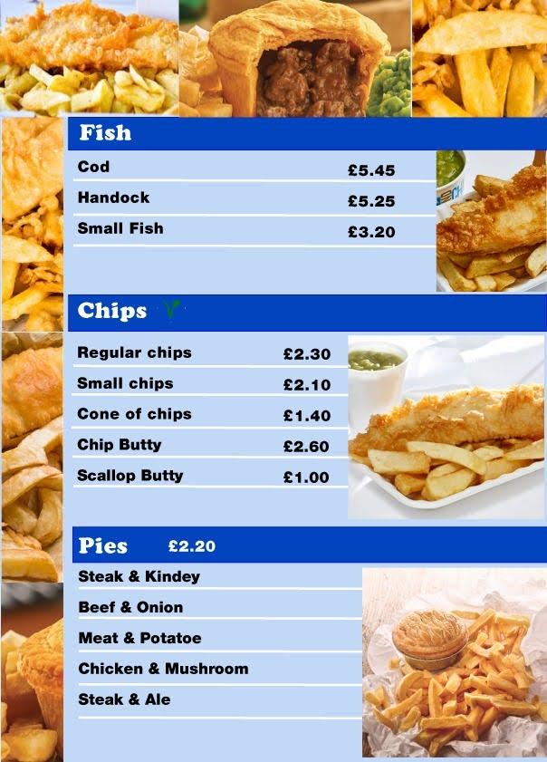 Menu at Thurcroft Fish Bar, Rotherham